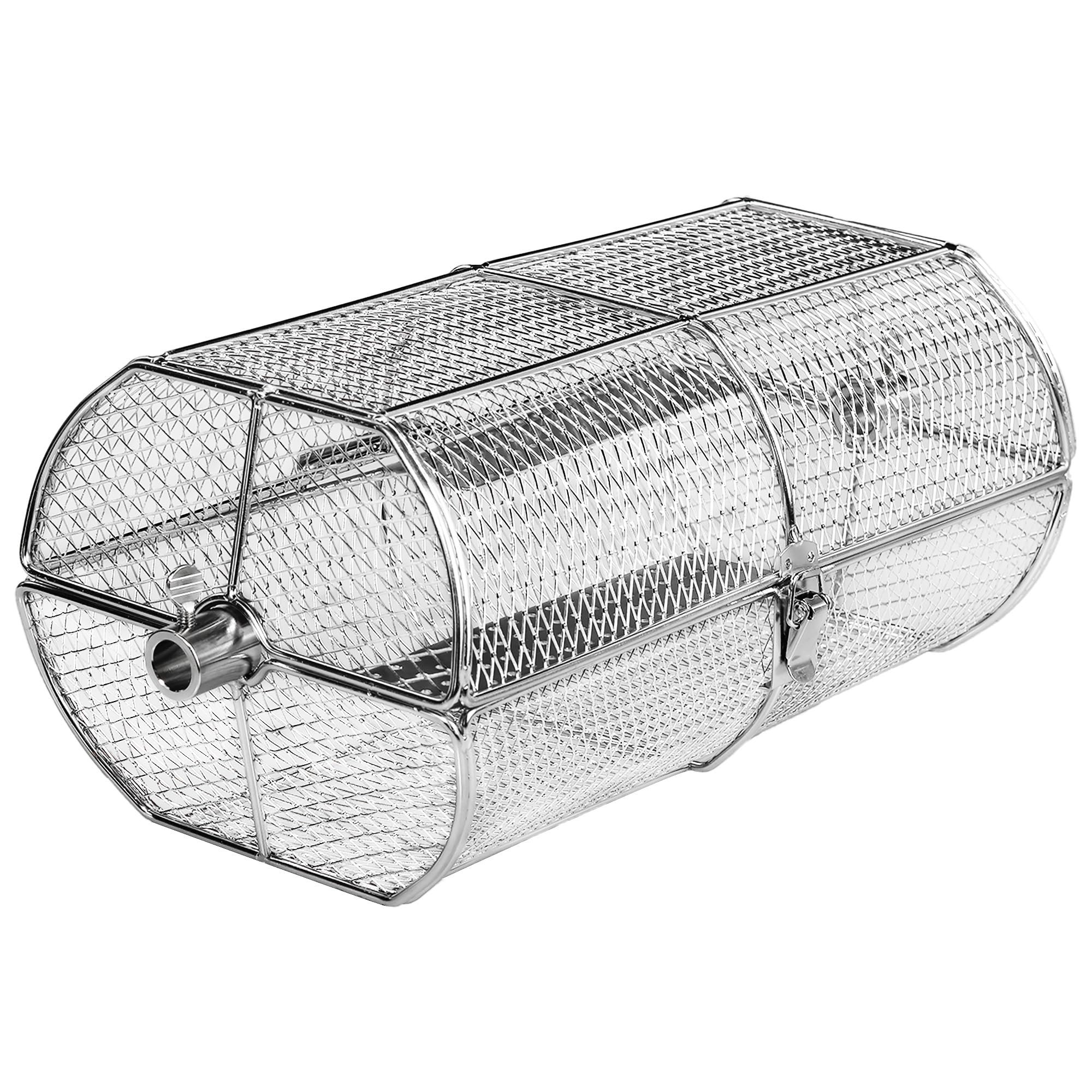 LIFETIME FLOORING LLC Rotisserie Basket For Outdoor Grill [Upgraded ...